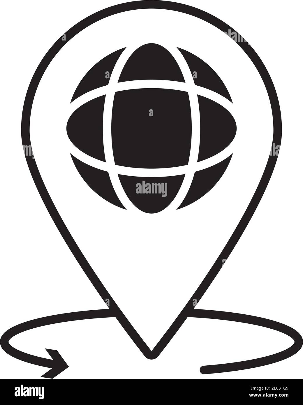 augmented reality design, location pin with global sphere icon over ...