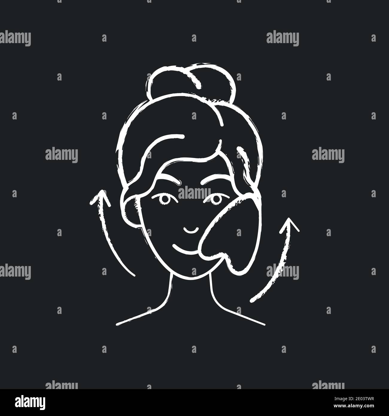 Gua sha stone chalk white icon on black background Stock Vector Image ...