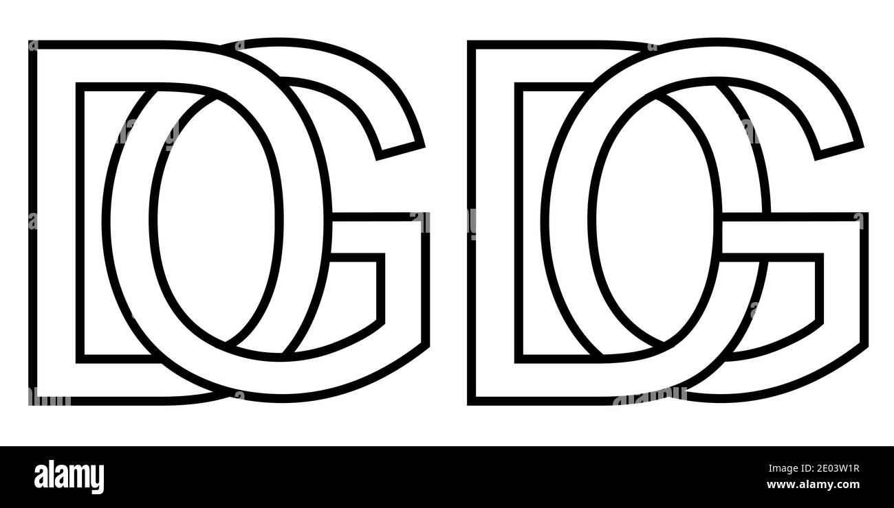 Logo gd dg icon sign two interlaced letters G D, vector logo gd dg ...