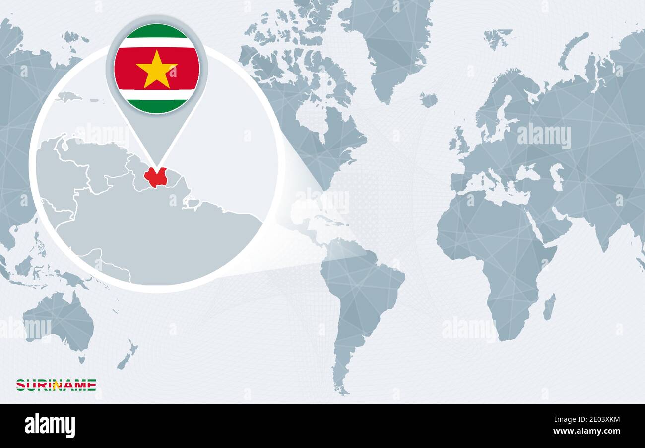 Suriname on a world map