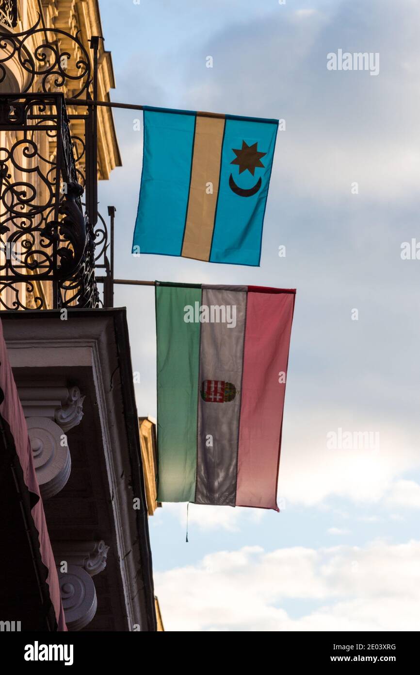 Flags of the Hungarian Szekelys and the Republic of Hungary on the ...