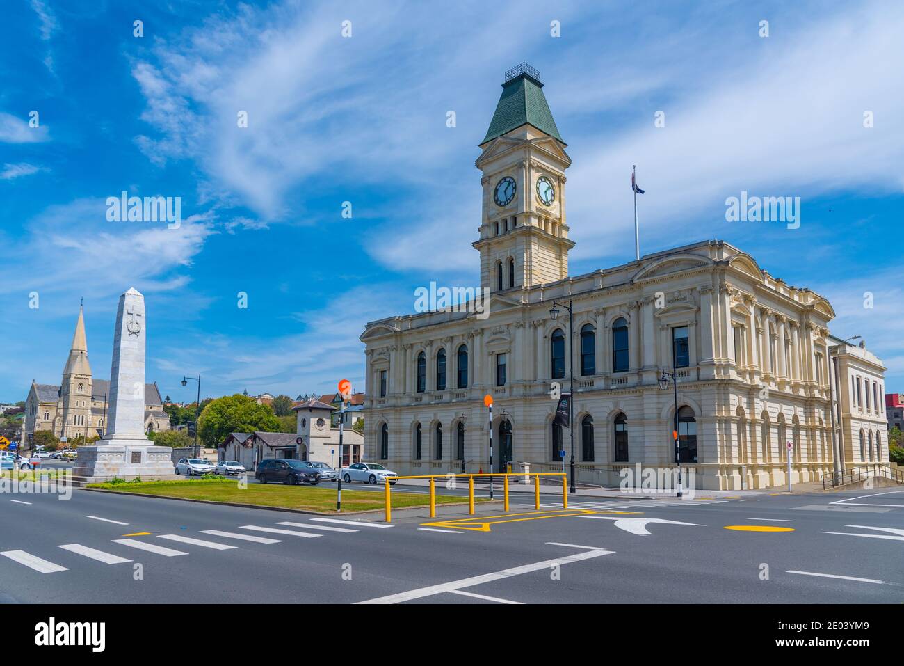 Beautiful buildings at Thames street in Oamaru, New Zealand Stock Photo ...