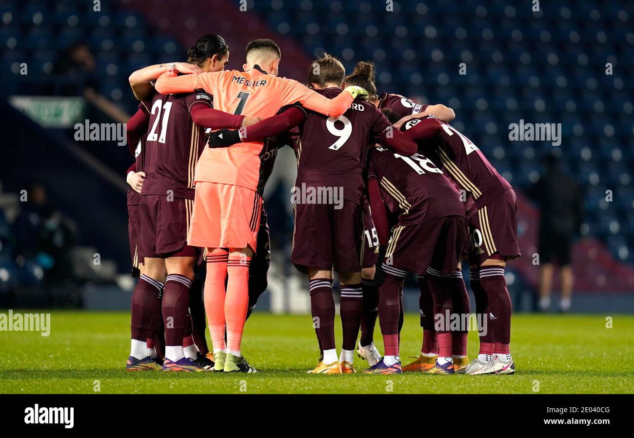 Leeds United team huddle prior to the Premier League match at The ...