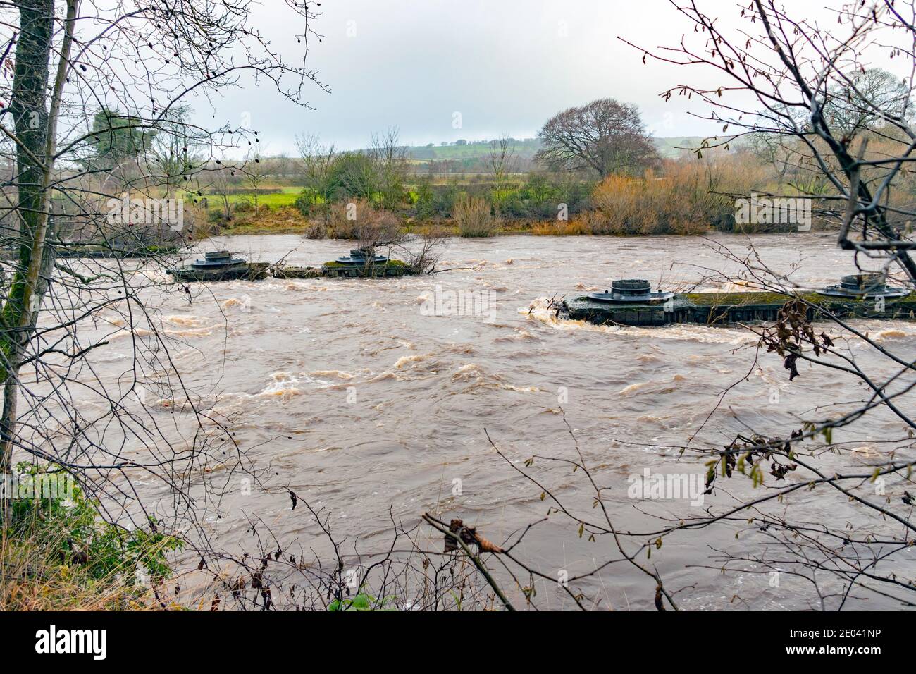 remains of old railway bridge Bridge over the river Tyne Hexham ...