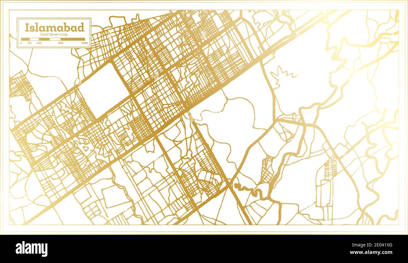 Islamabad Pakistan City Map in Retro Style in Golden Color. Outline Map ...