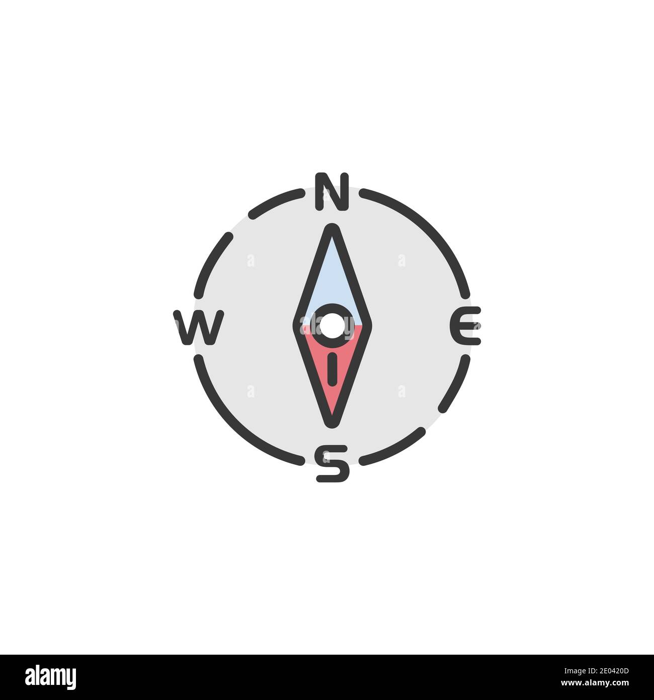 Compass south direction. Filled color icon. Isolated weather vector ...
