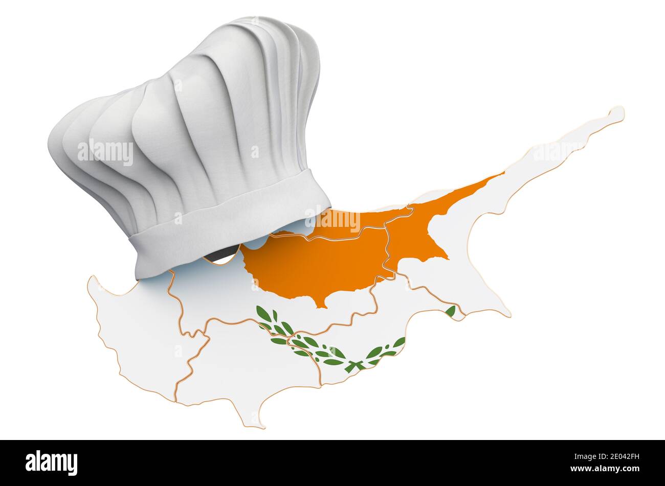 Cyprus national cuisine concept. Chef hat with map of Cyprus. 3D ...