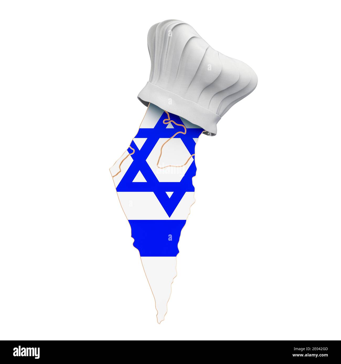 Israeli national cuisine concept. Chef hat with map of Israel. 3D ...