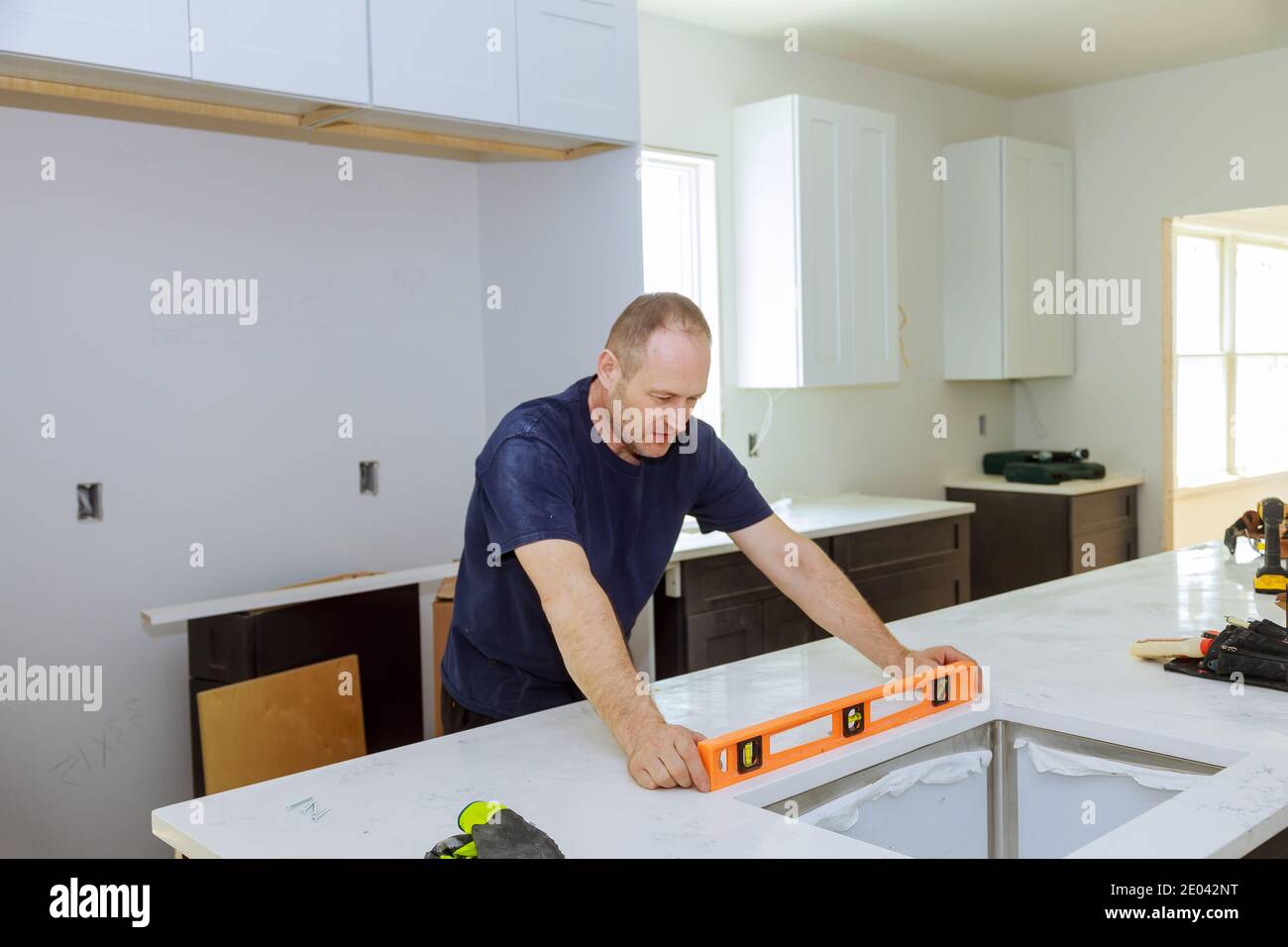 Leveling with countertops of making a kitchen modern domestic cabinets ...