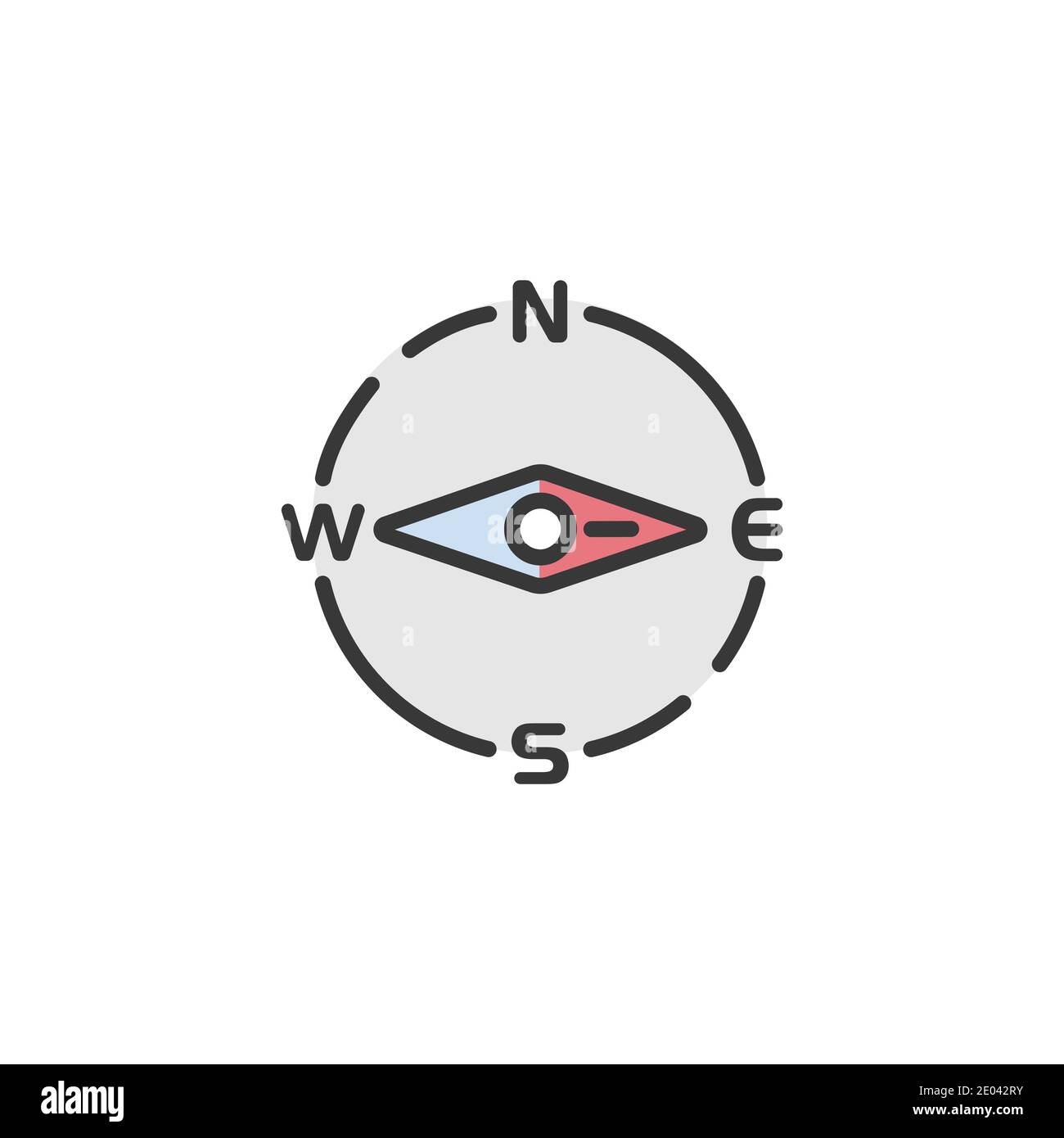 Compass east direction. Filled color icon. Isolated weather vector ...