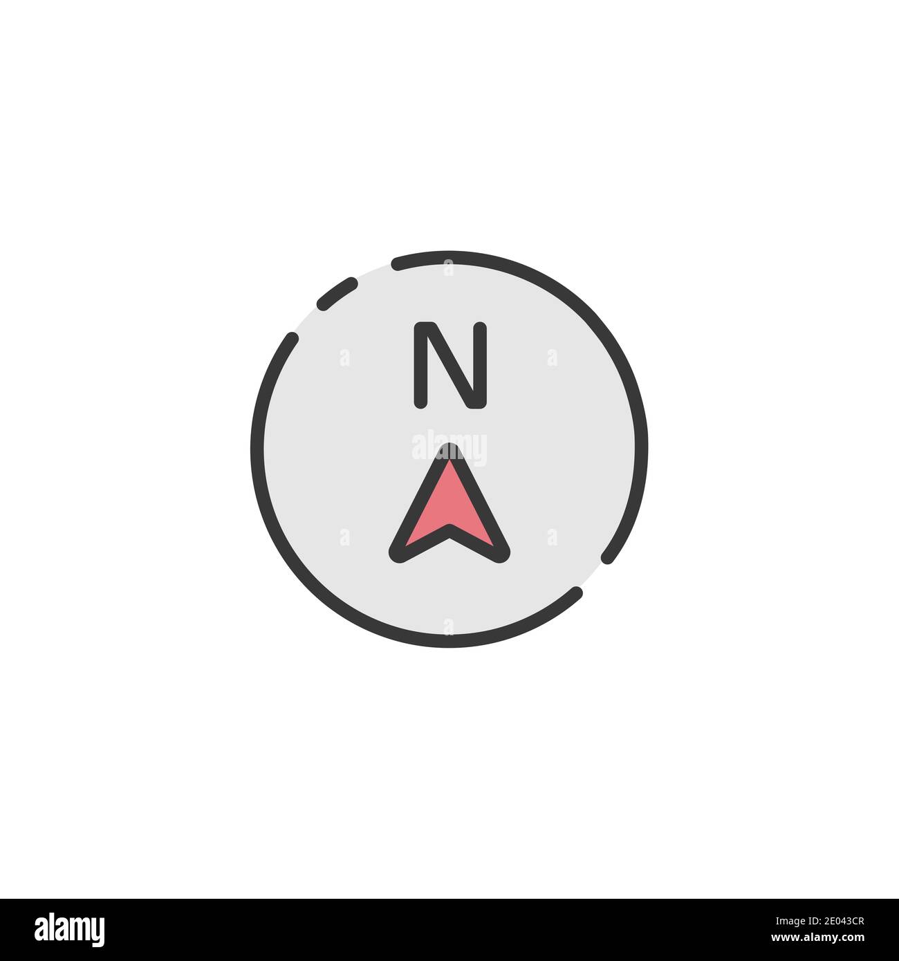 North direction. Filled color icon. Isolated weather vector ...