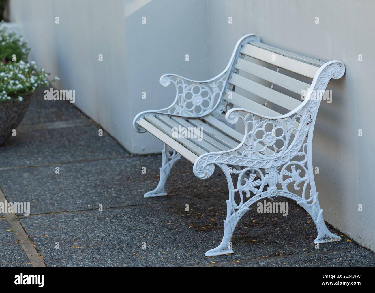 beautiful decorative white bench on the street of the town Stock Photo ...
