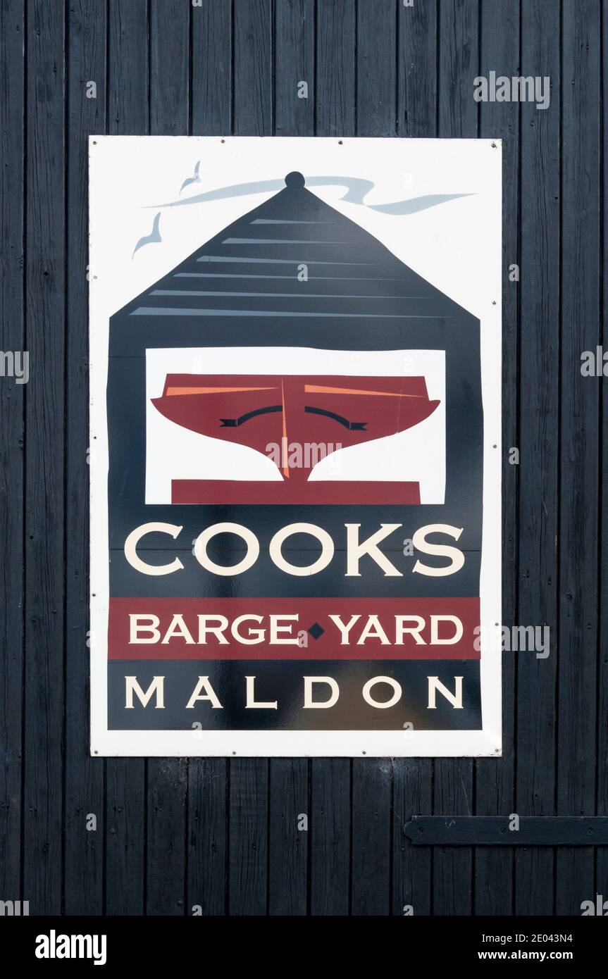 A sign for Cook's Barge Yard, builders of Thames sailing barges on the ...