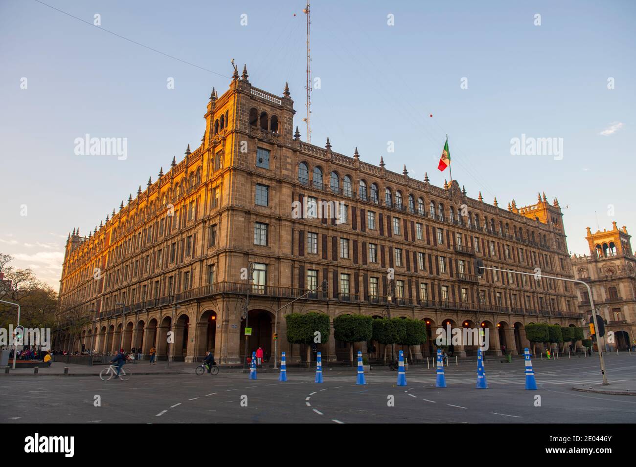 Federal District buildings in the morning on Zocalo Constitution Square ...
