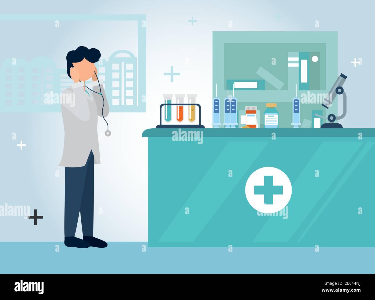 man doctor with icon set design of Medical care health and emergency ...