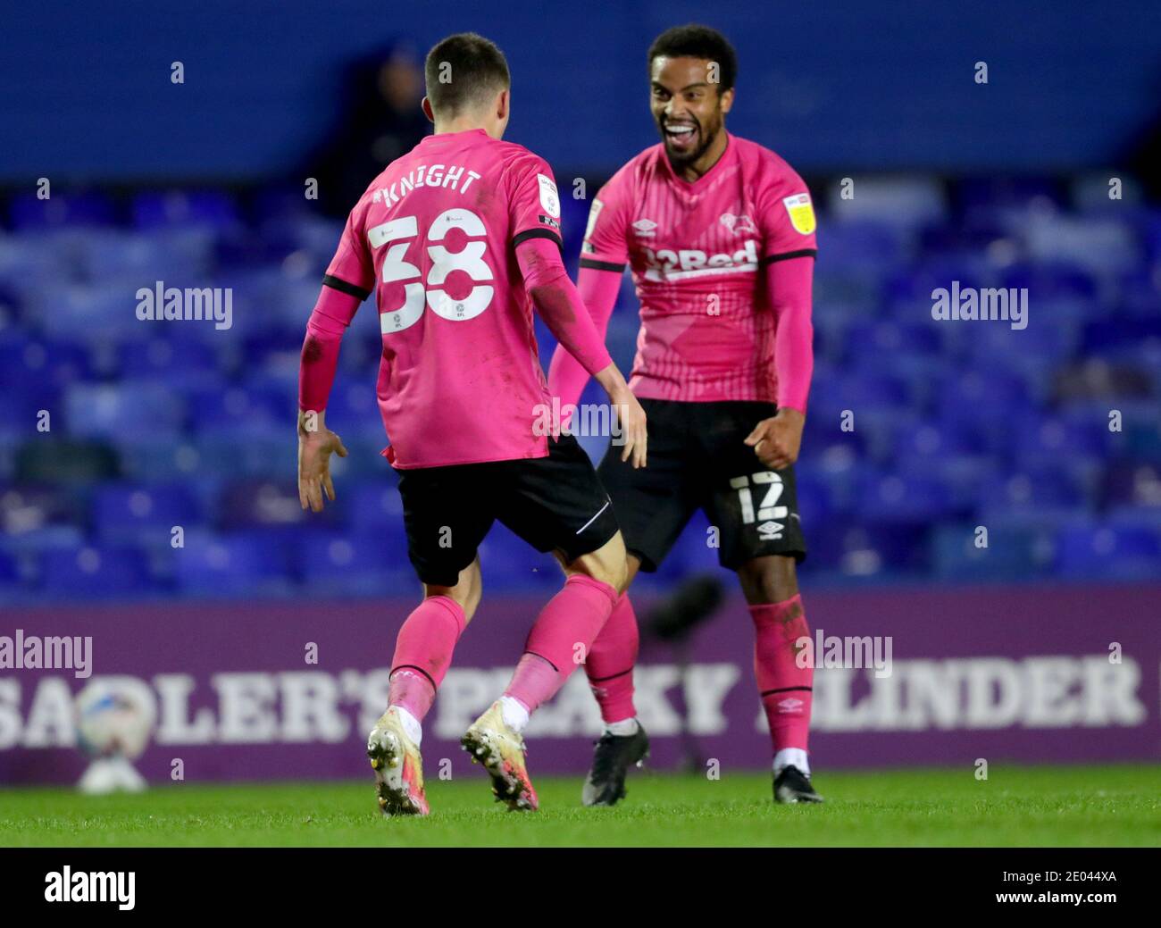 Derby County's Jason Knight (left) celebrates scoring his side's fourth ...