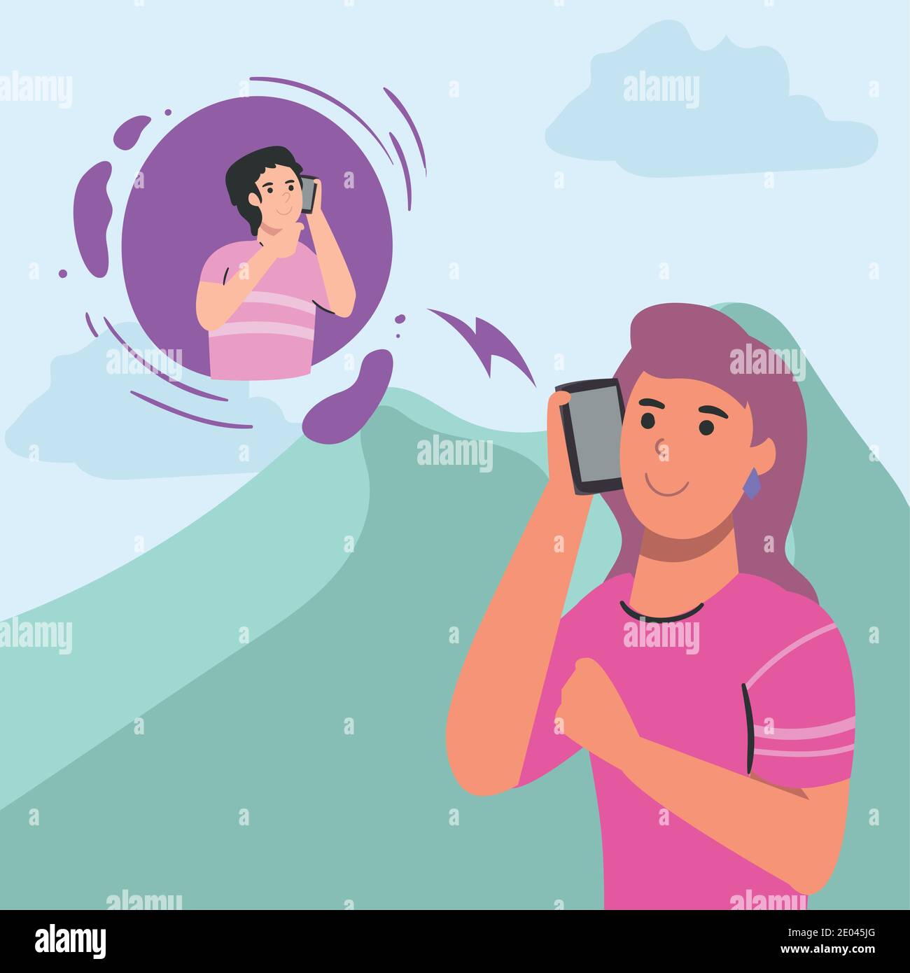 Calling his friend Stock Vector Images - Alamy