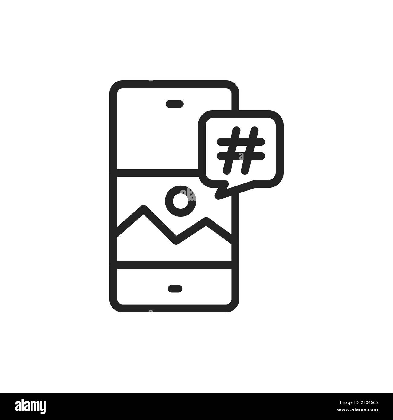 Hashtag line black icon. SMM promotion. Outline pictogram Stock Vector ...