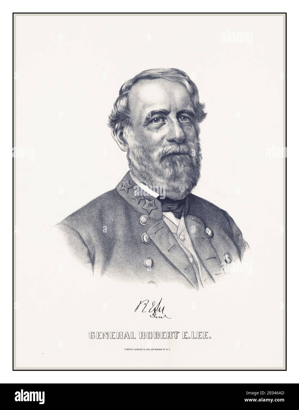 ROBERT E LEE 1800’s Vintage Archive Signed Portrait Etching of General ...