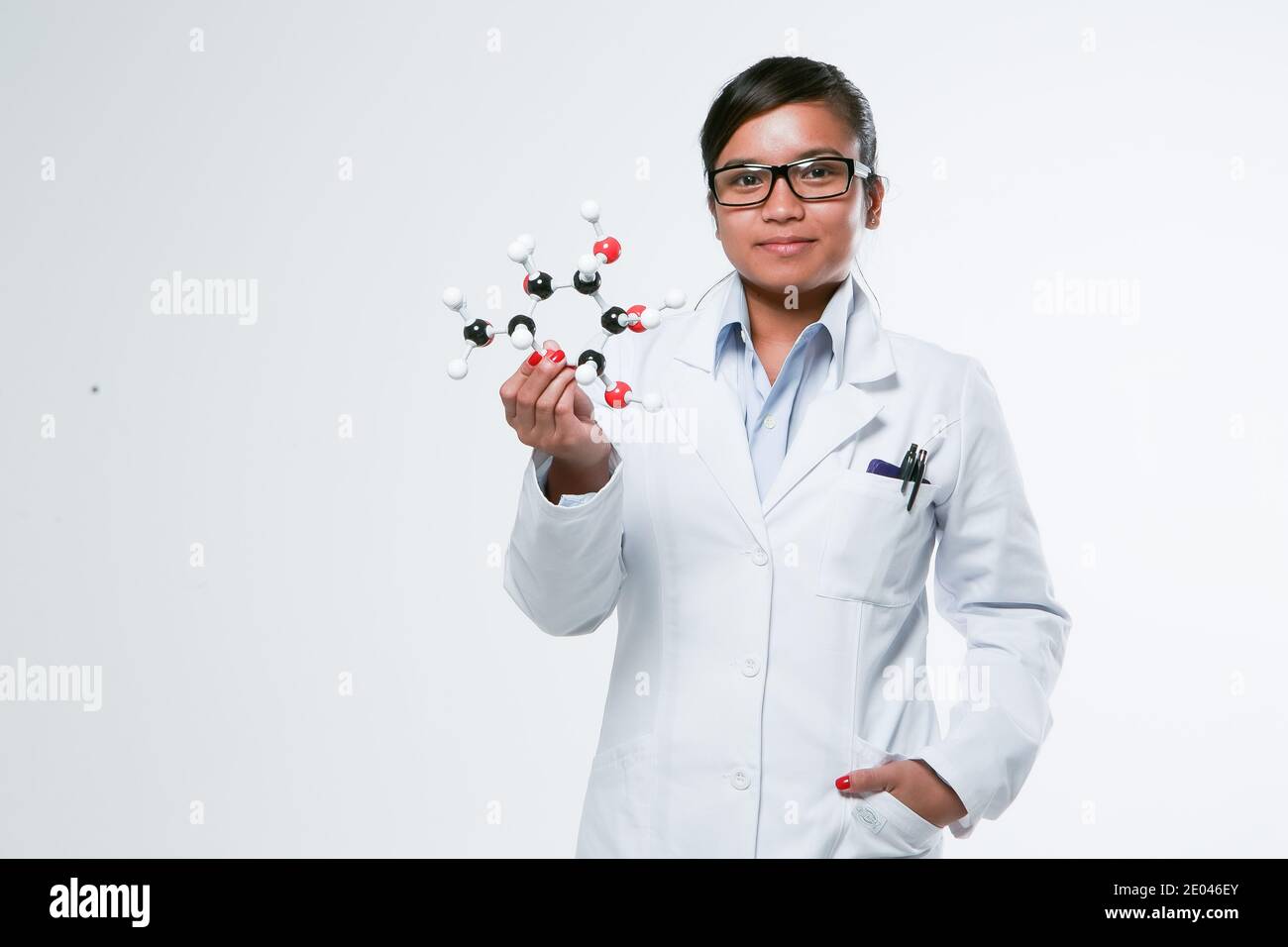 An asian female medicinal chemist holding a chemical matrix Stock Photo ...