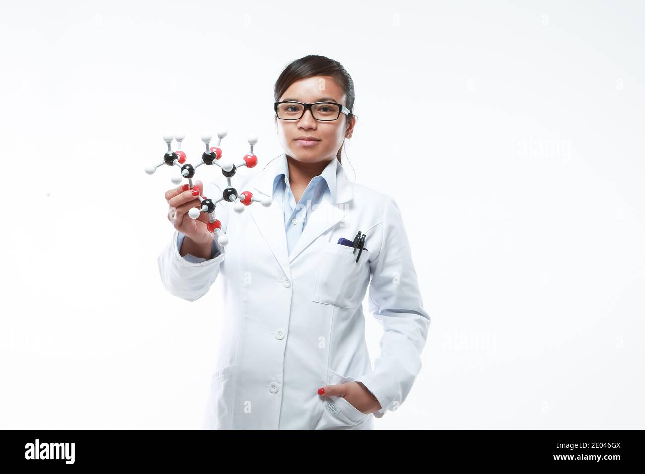 An asian female medicinal chemist holding a chemical matrix Stock Photo ...