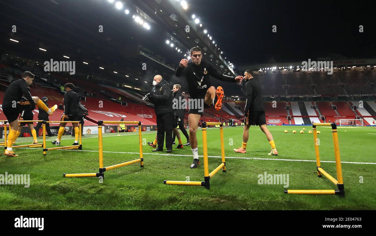 Wolverhampton Wanderers warm up prior to the Premier League match at ...