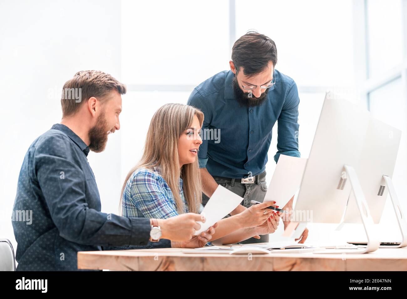 employees work with business documentation for a new startup Stock ...