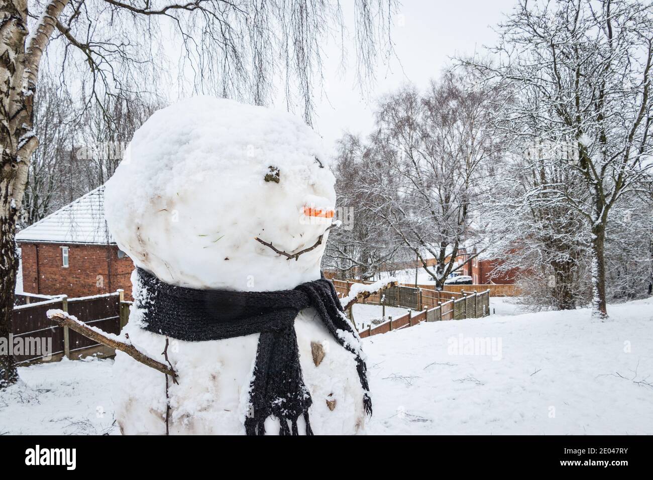 giant traditional snowman in park Stock Photo - Alamy