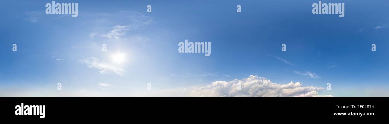 Blue sky with light clouds Seamless panorama in spherical ...