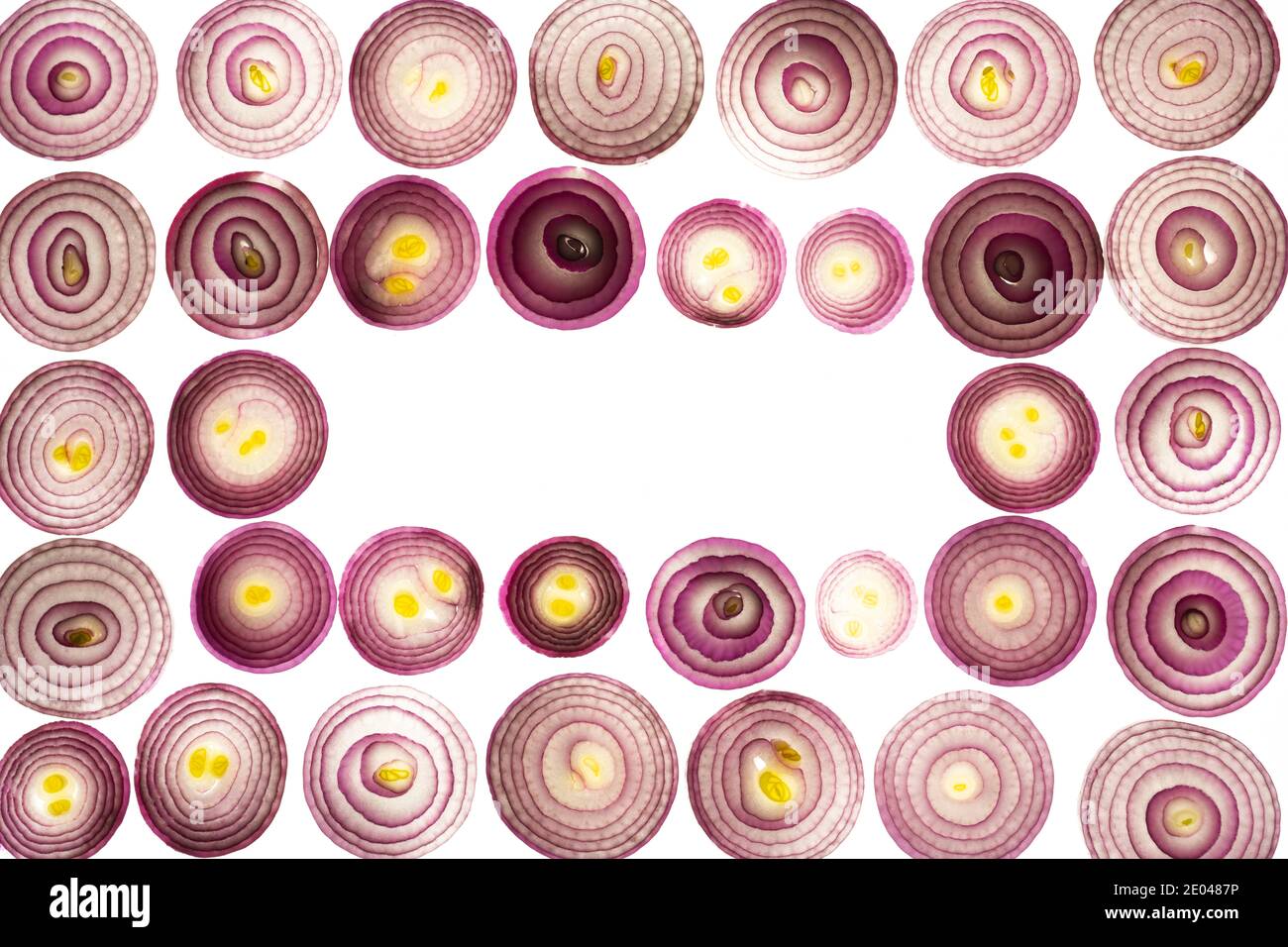 sliced red onions set isolated on white background,top view Stock Photo ...