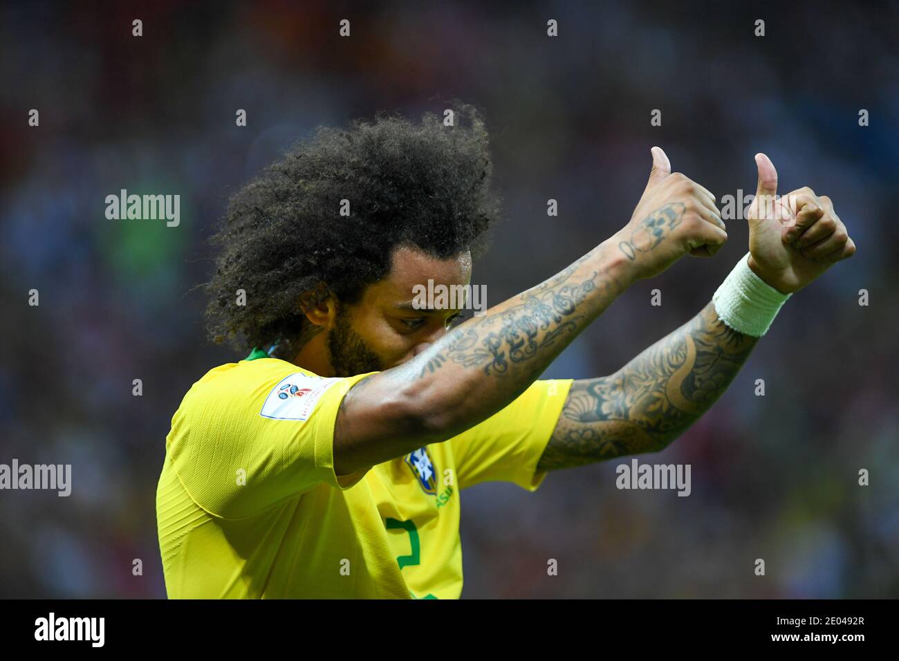 KAZAN, RUSSIA 6 July 2018: Marcelo of Brazil during the 2018 FIFA World ...