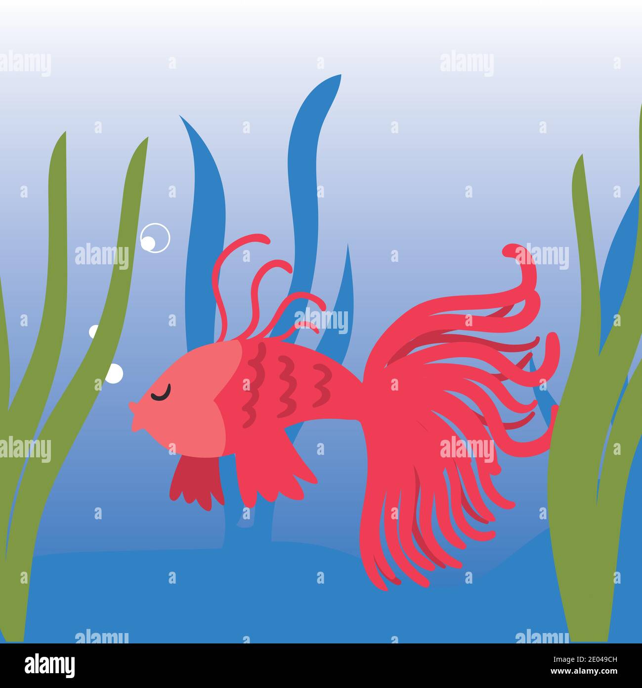 Fish animal at sea with algae design life ecosystem fauna and ocean ...