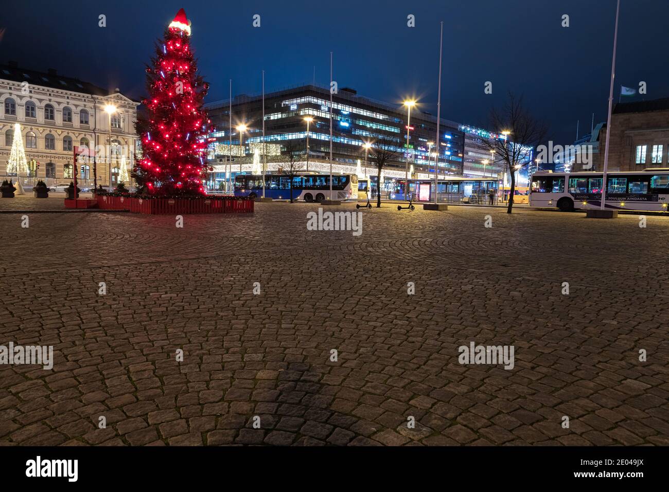 Helsinki Finland. December 29, 2020 A Christmas tree from Coca-Cola is ...
