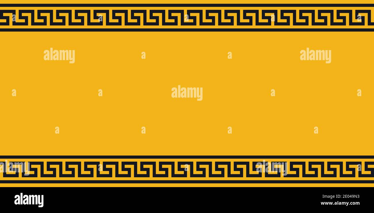 Yellow Board with black ethno ornament, vector border yellow and black ...