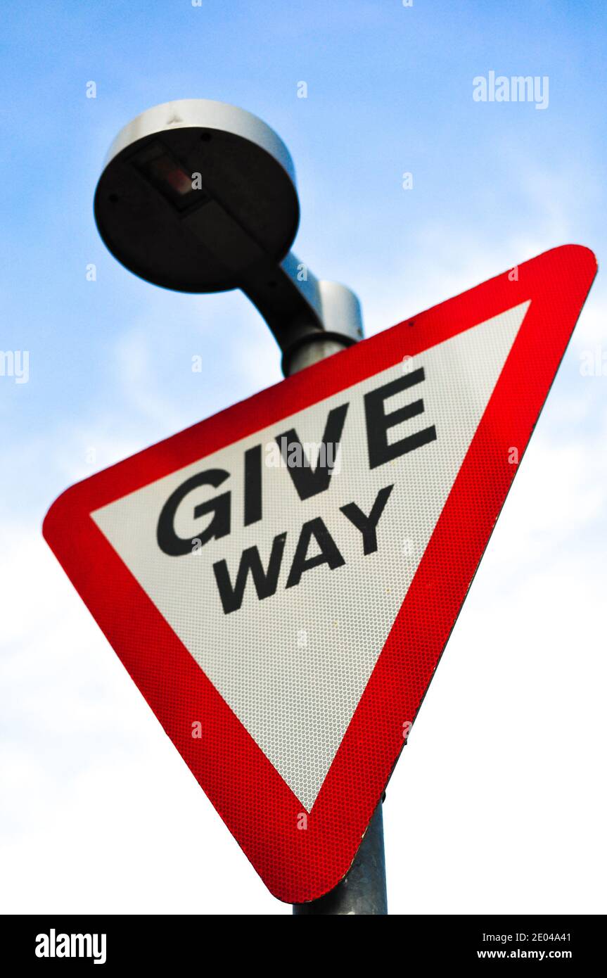 Give way traffic road sign in England UK Stock Photo - Alamy