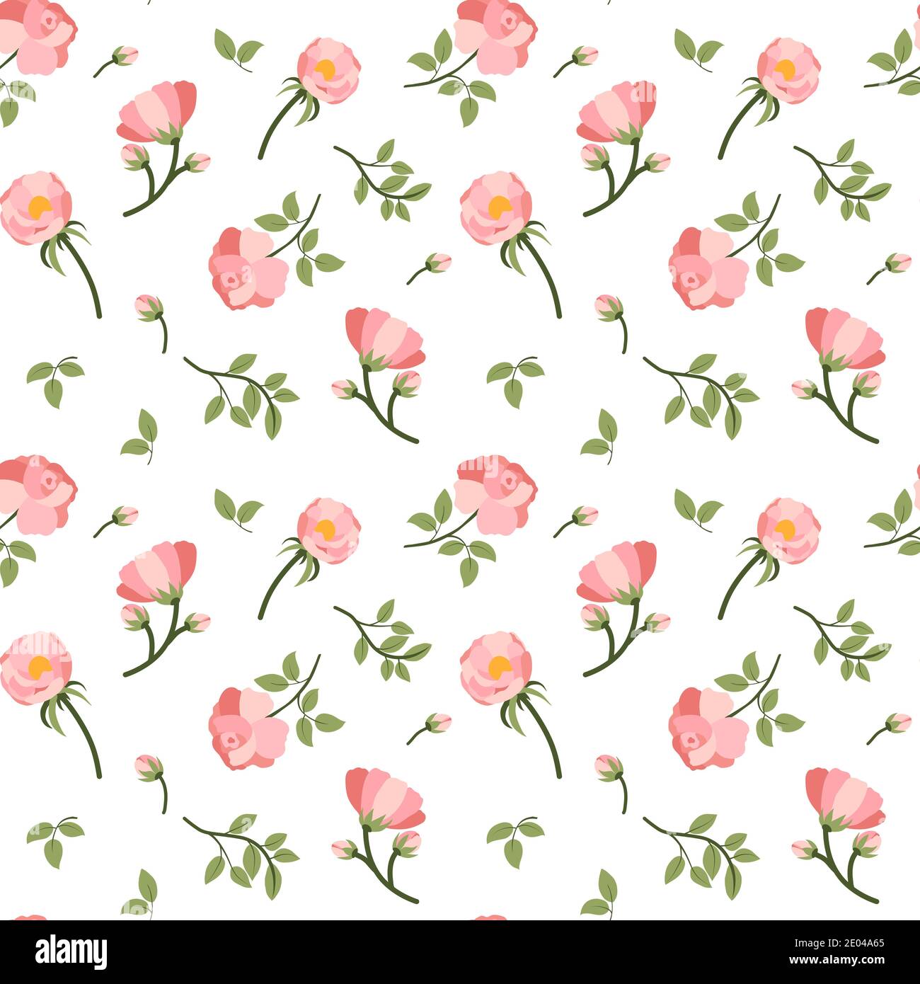 Rose bud and green leaf seamless pattern for fabric design. Beautiful ...