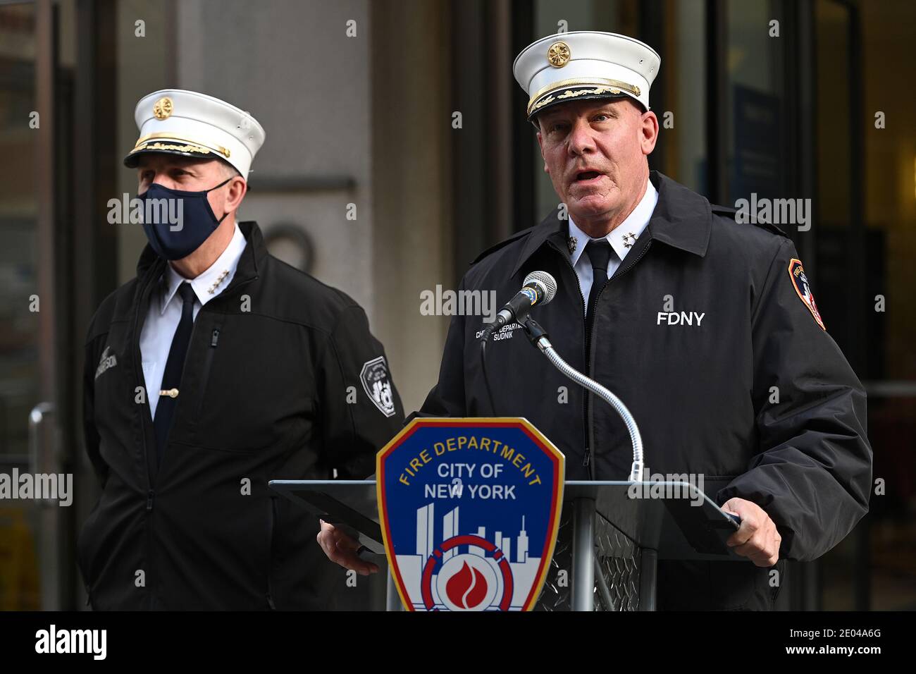 New York, USA. 29th Dec, 2020. FDNY Chief of Department John Sudnik (at ...