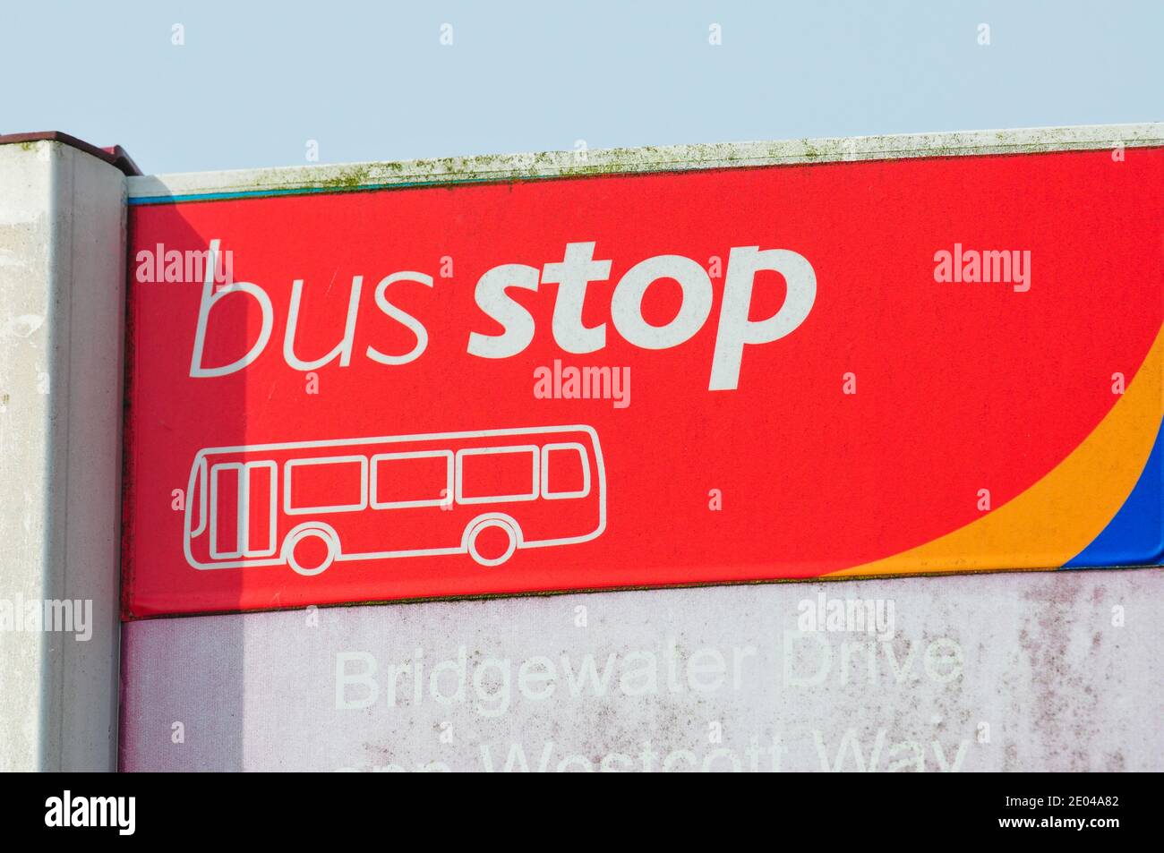 Bus stop sign in England UK Stock Photo - Alamy