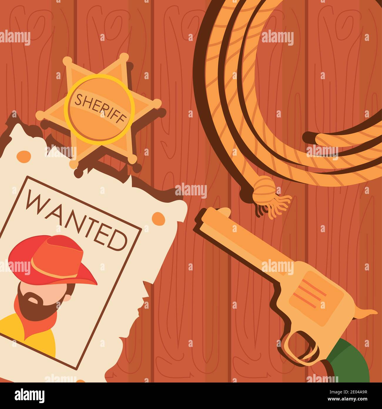 Wild west cowboy man wanted paper gun and sheriff star design, Western ...