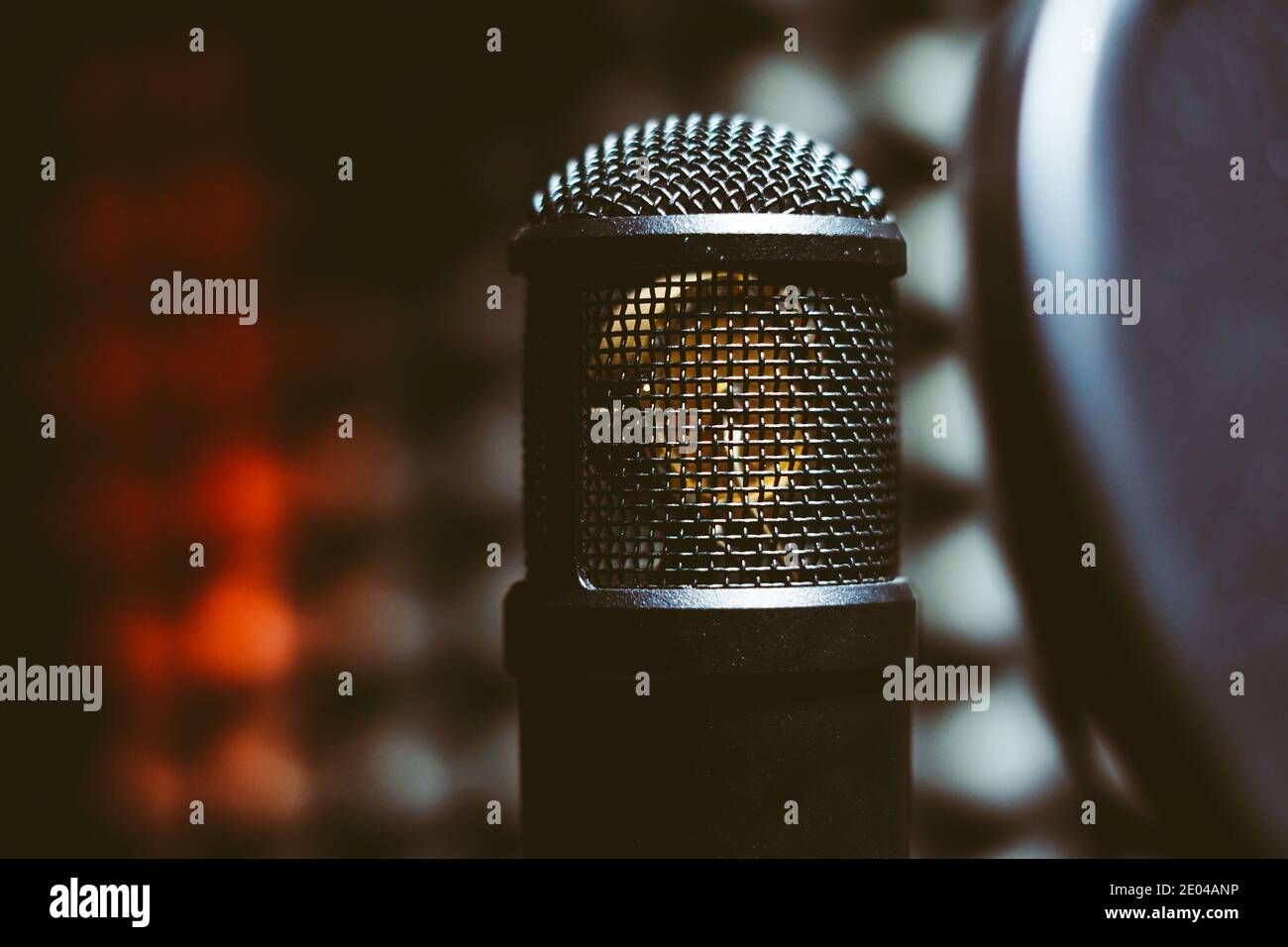 microphone in the recording studio with a black background Stock Photo ...