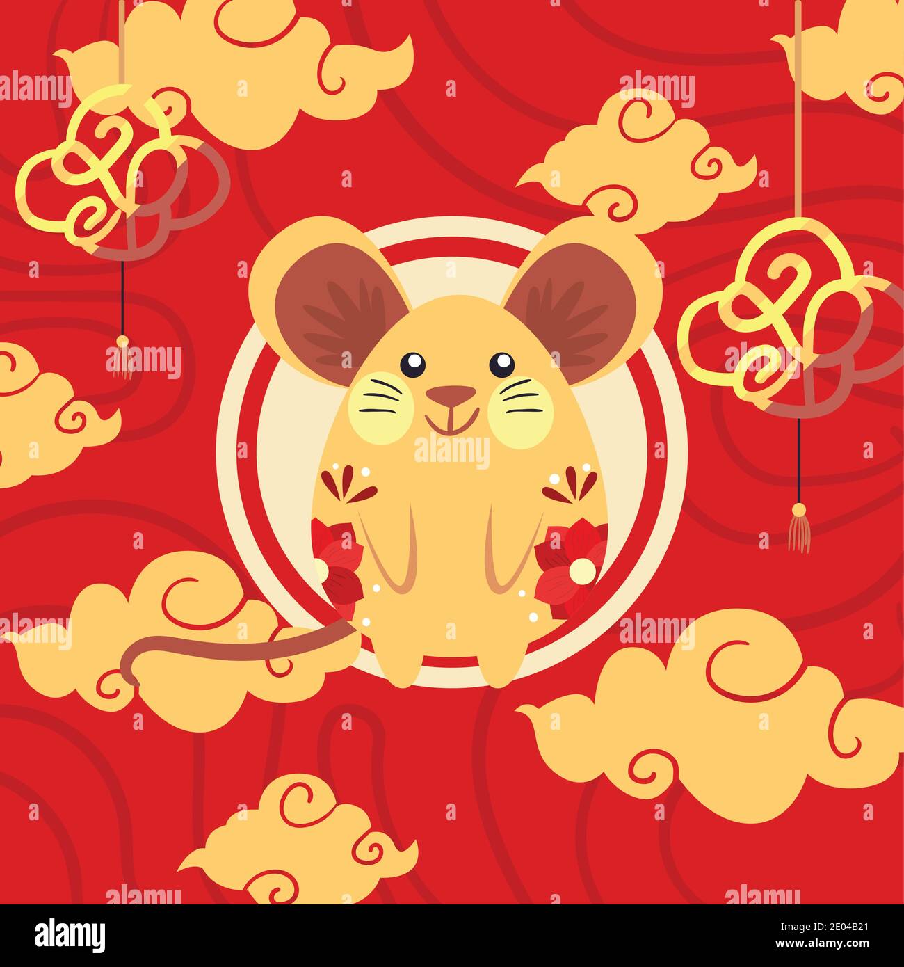Chinese new year 2021 mouse with yellow clouds design, China culture ...