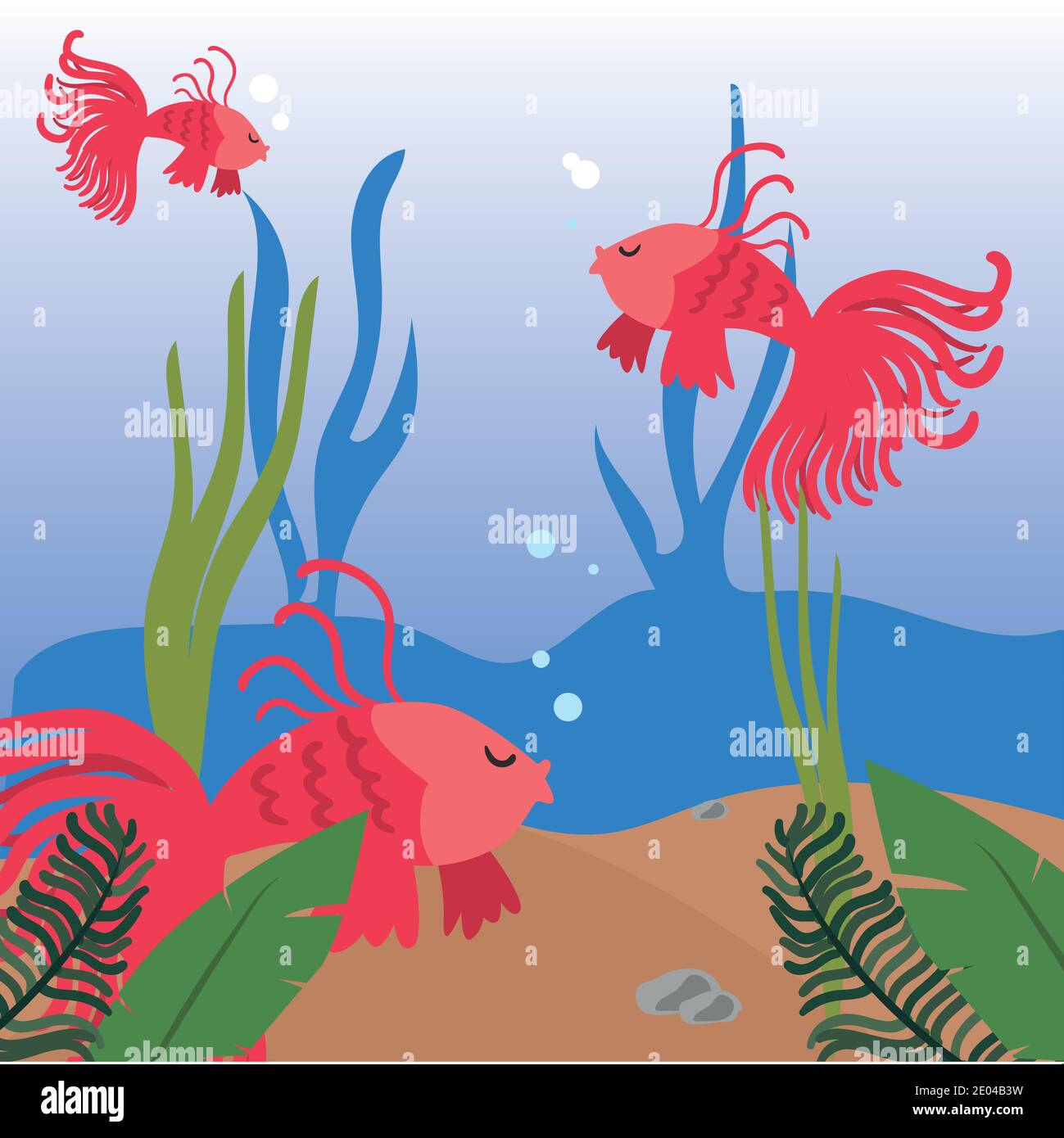 Fishes animals at sea with algae design life ecosystem fauna and ocean ...