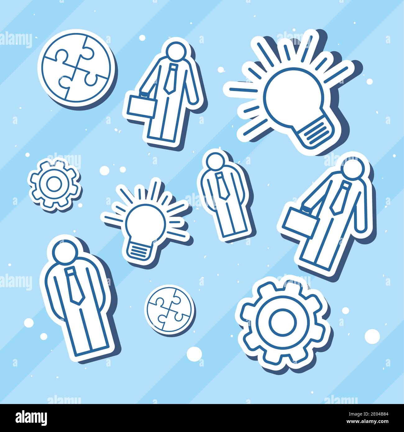 Businesspeople stickers icon set design, Teamwork business management ...