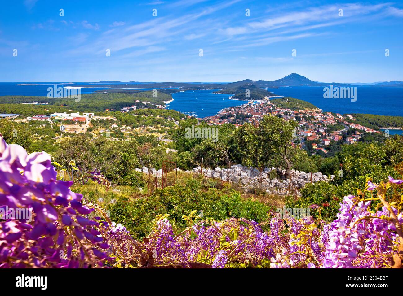 Island of Mali Losinj bay panoramic view, Kvarner archipelago of ...