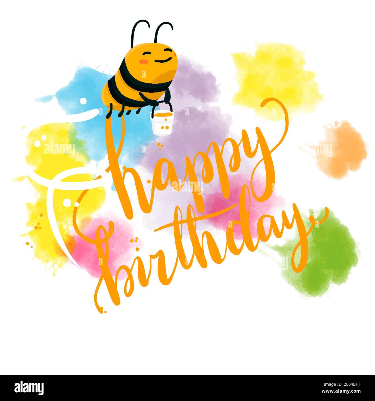 Bee and birthday text, lettering composition. Vector Illustration eps ...