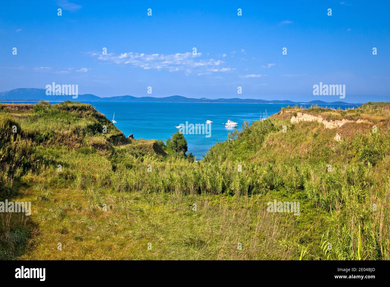 Island of Susak green nature and turquoise sailing cove view, Kvarner ...
