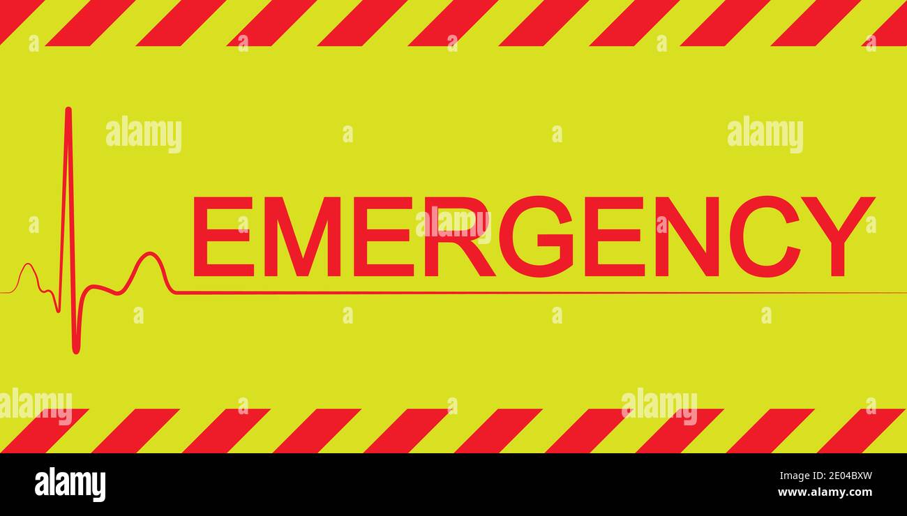 Warning banner sticker emergency, red and yellow diagonal stripes ...
