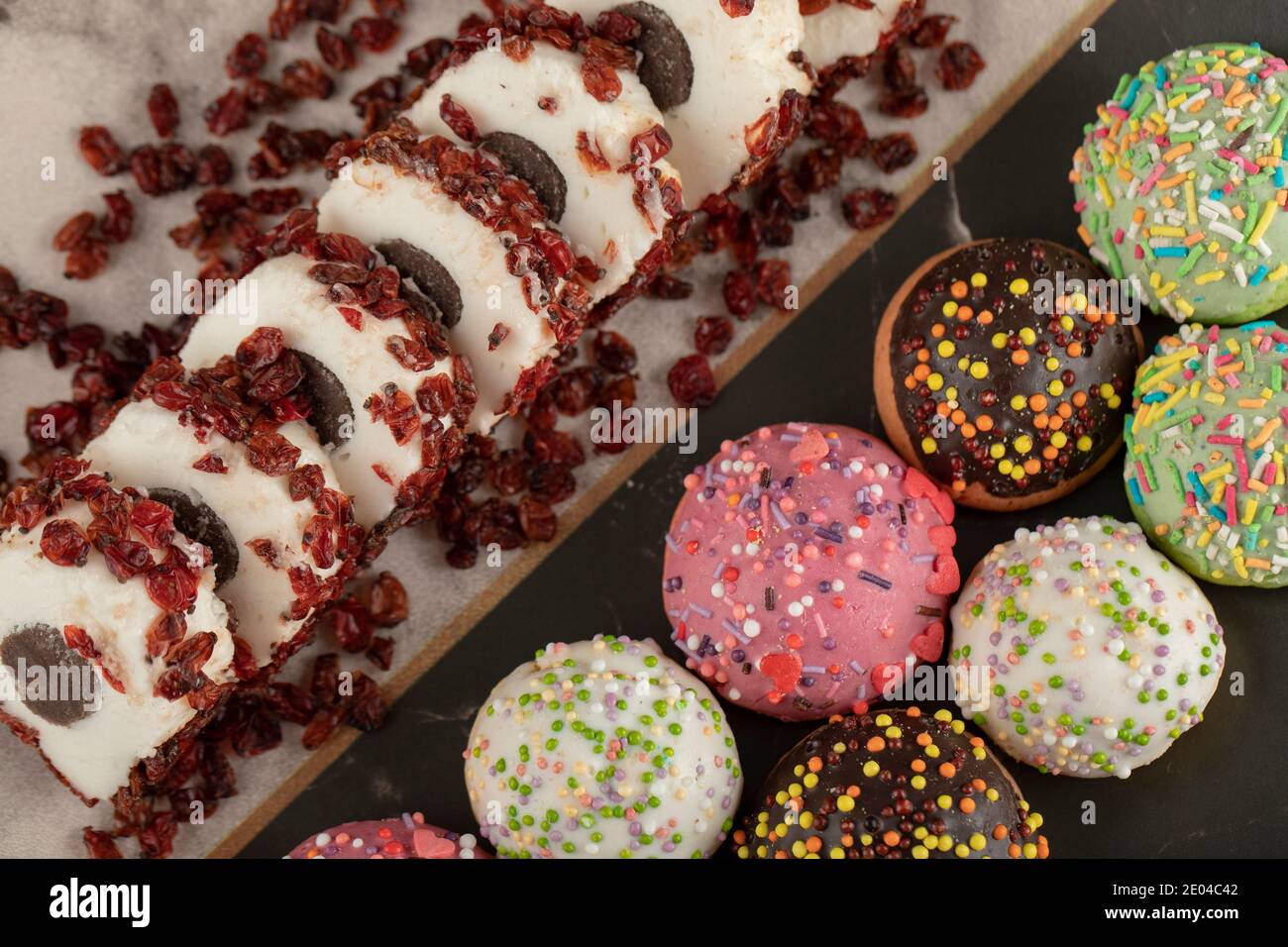 Plate of decorated doughnuts hi-res stock photography and images - Alamy