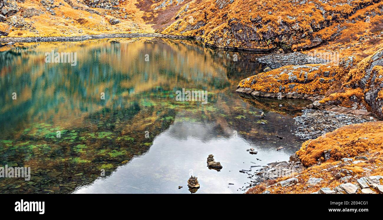 View at the one of Sacred group of 5 Hindu holy lakes located at 13,500 ...