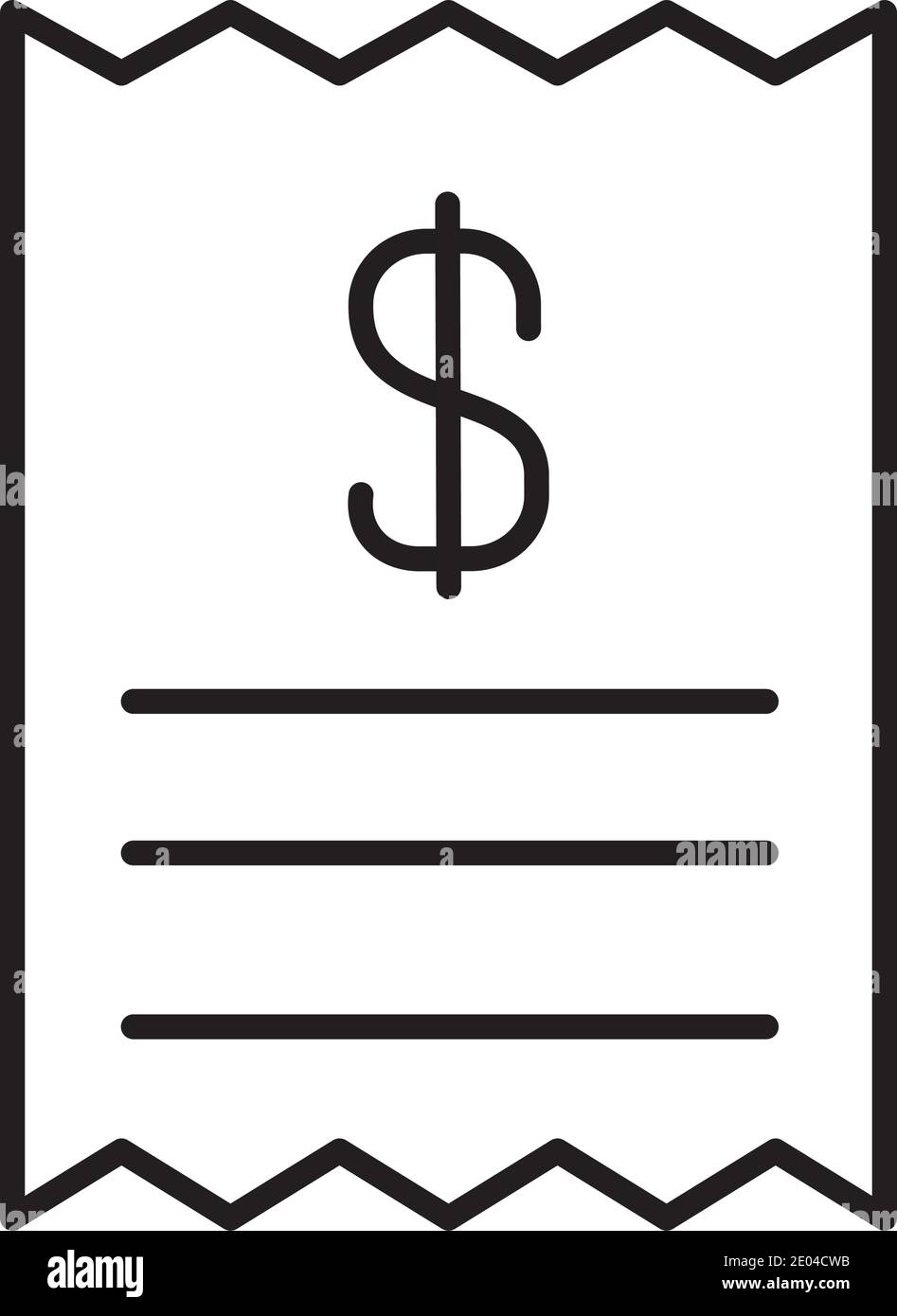 money receipt icon over white background, line style, vector ...